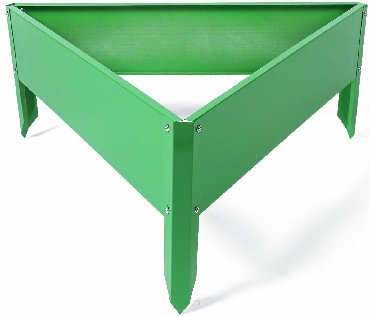 Клумба садовая оцинкованная "Терция", одноярусная треугольная для дачи, сада и огорода, декоративное ограждение сборное для цветов, 70 х 15 см, цвет ярко-зеленый