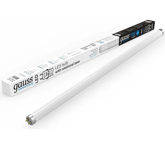 Лампа светодиодная Gauss Elementary 93030-R 10Вт цок: G13 трубка 180B 6500K св. свеч. бел. хол. T8 (упа