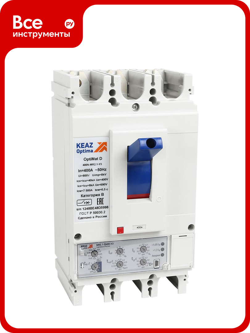 Выключатель автоматический КЭАЗ OptiMat D400H-MR2.1-У3 321659
