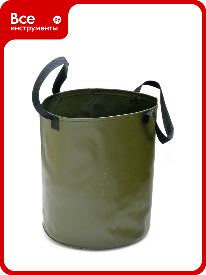 Ведро BTrace ПВХ цвета хаки, хозяйственное круглое, с прочной ручкой, без крышки, бытовой класс