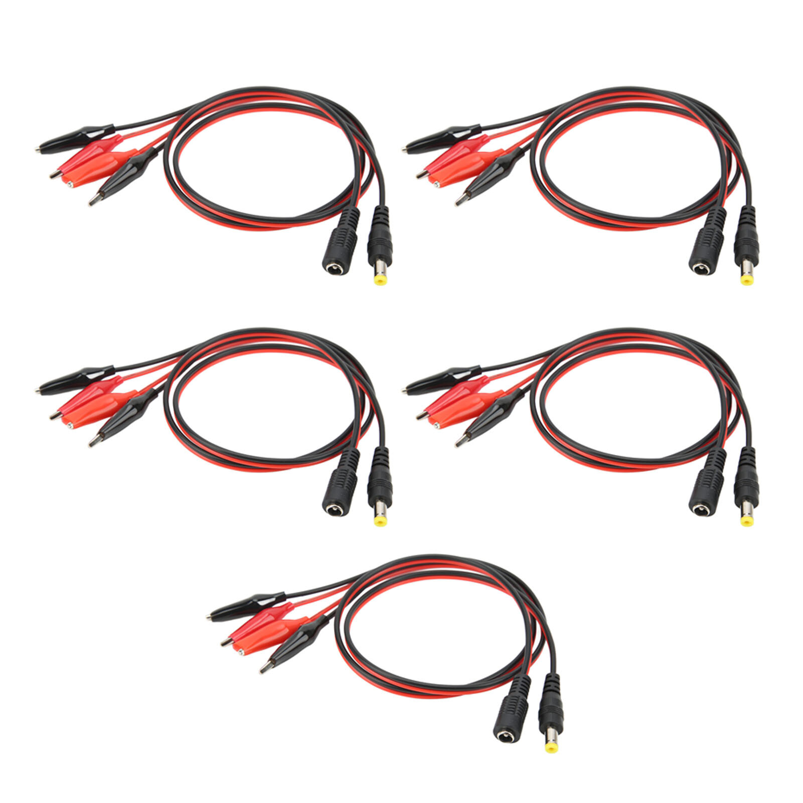 5 комплектов кабелей с зажимами типа «крокодил» для подключения к адаптеру постоянного тока, штекер/гнездо, для проверки батареи, длина 50 см.