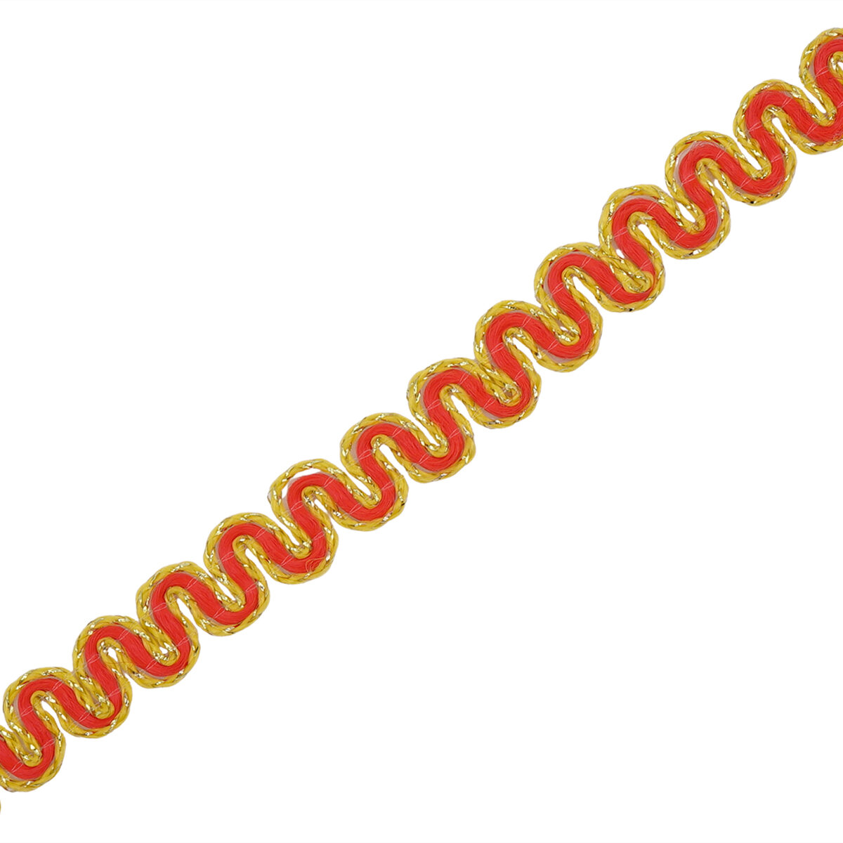 С3794Г17 Тесьма вяз. Отделочная 'змейка' рис. 9404,10мм*10м (красный/золото), 10 м