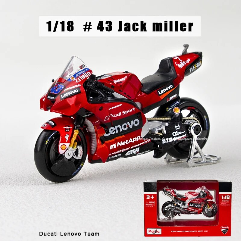 МаISTO 1:18 Модель мотоцикла Gresini Racing Moto GP Красный, 2021 Ducati No.43
