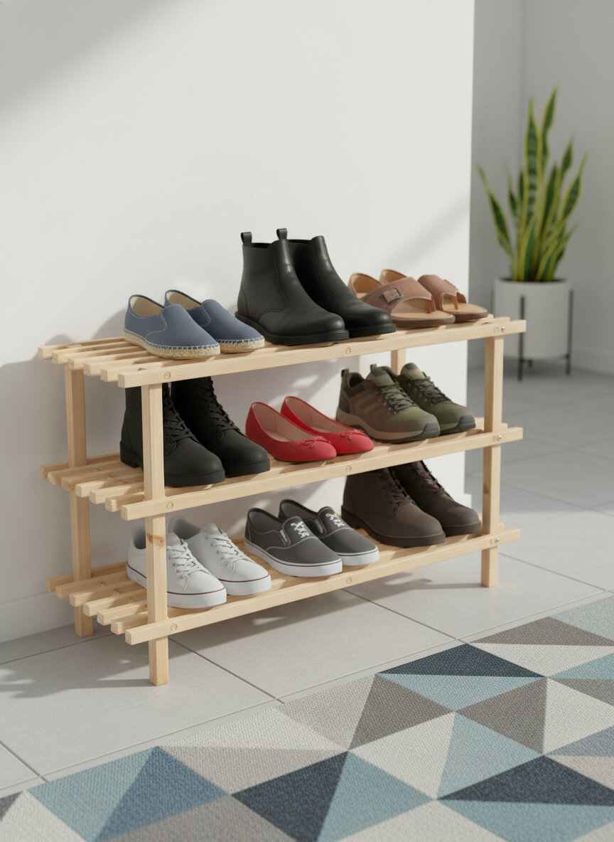 Полка для обуви бюндис BUNDIS 3 полки (ш79 г26 в49 см), массив сосны