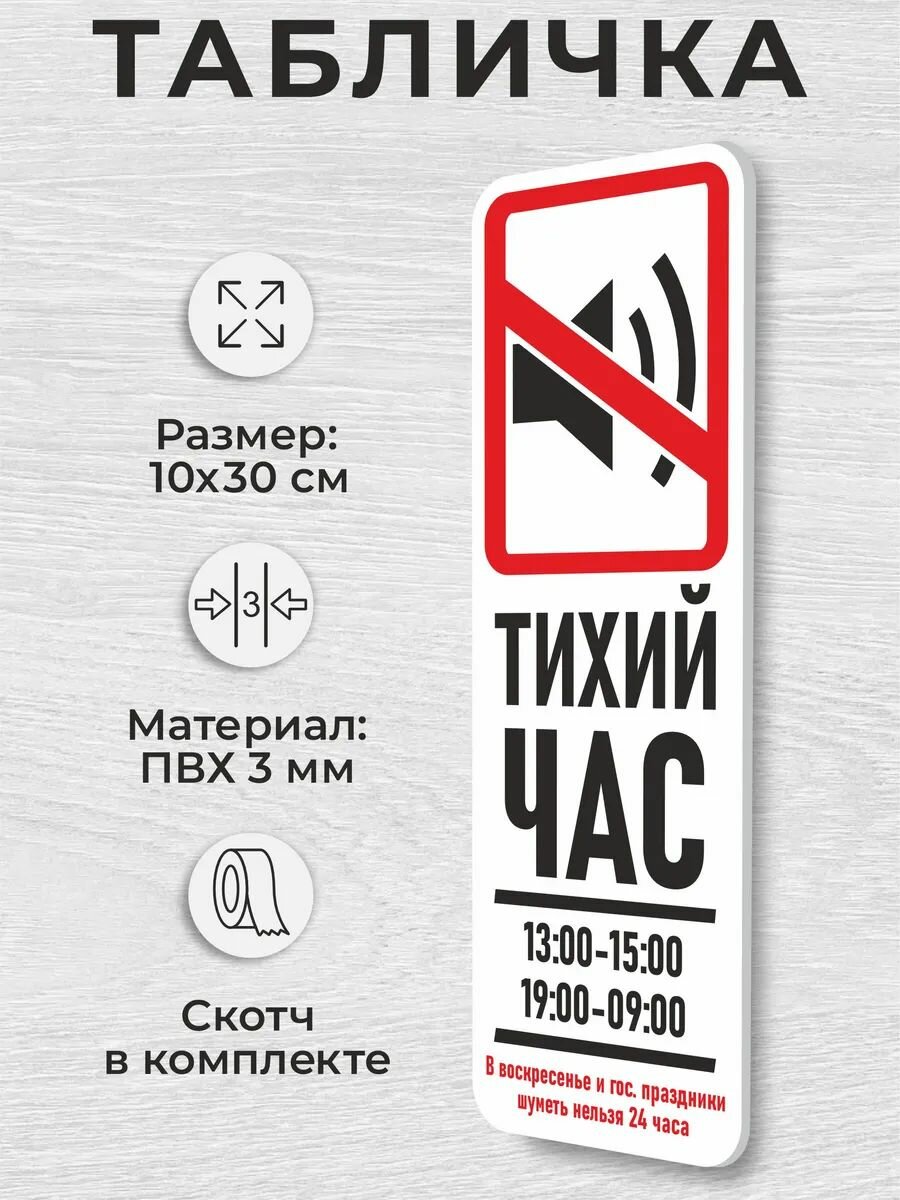 Табличка на дверь помещения Тихий час Соблюдайте тишину