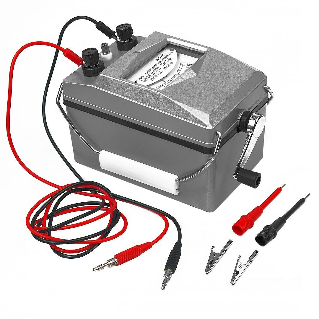 Измеритель сопротивления изоляции мегеон мегаомметр, диапазон измерений до 10 ГОм, напряжение 250, 500, 1000В