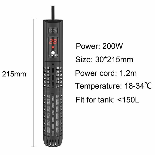 Погружной нагреватель для аквариума 500 Вт 200W