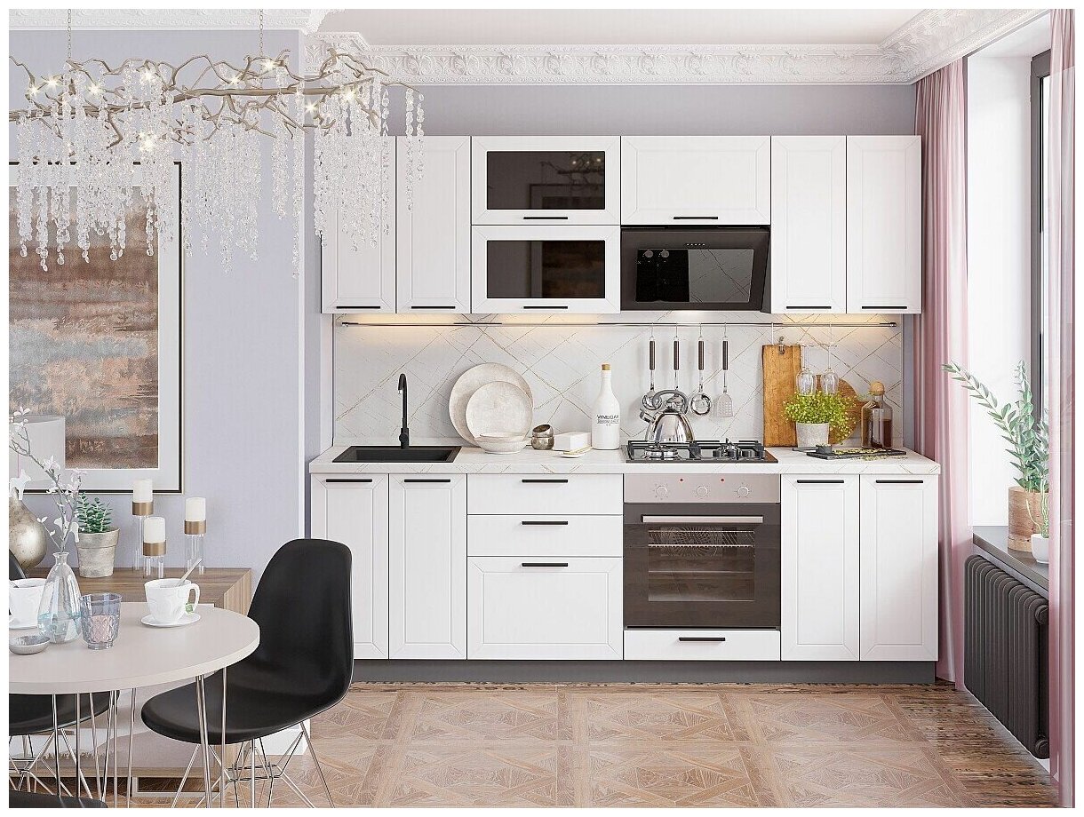 Кухонный гарнитур Глетчер Айленд Силк, 2400 мм