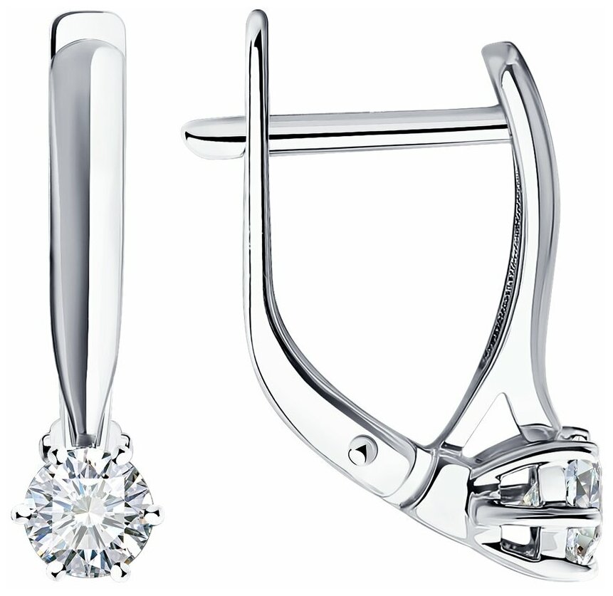 Серьги, белое золото, 585 проба, бриллиант