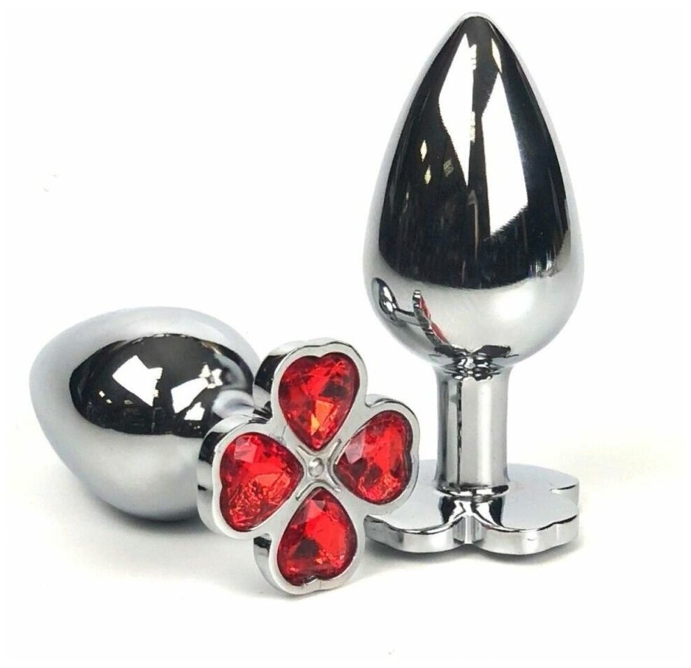 Анальная пробка металл с цветочком из камней SWAROVSKI
