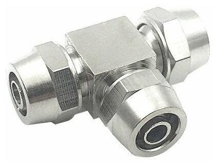 Тройник / соединитель пластиковых трубок под шланг 8х8х8 мм с креплением под гайку для компрессора, пневмоинструмента