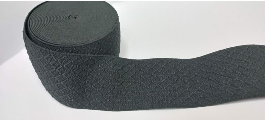 Резинка тканая Raccoonya декоративная 60мм Support "Ромб" (намотка 5м), черный