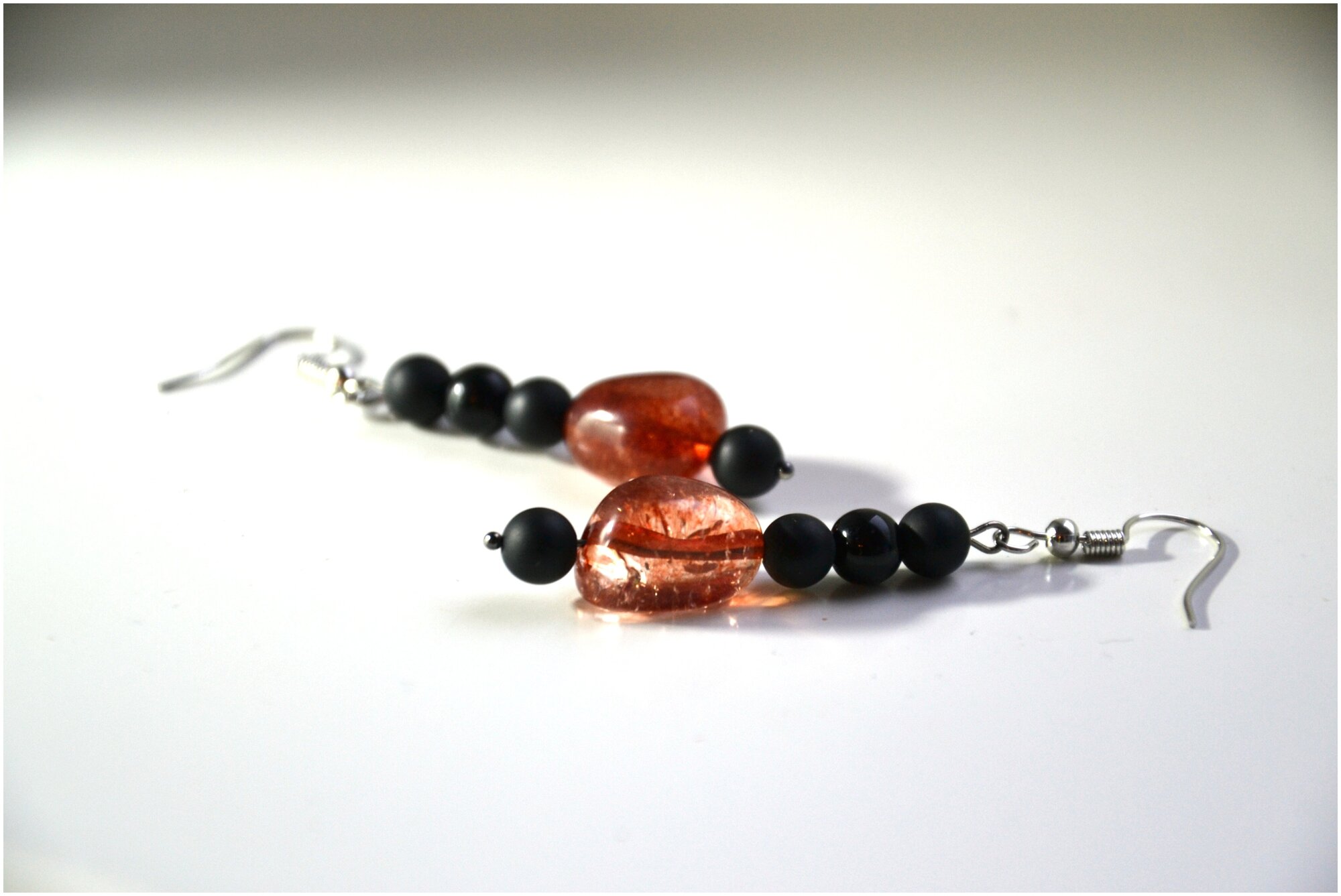 Серьги, агат, турмалин