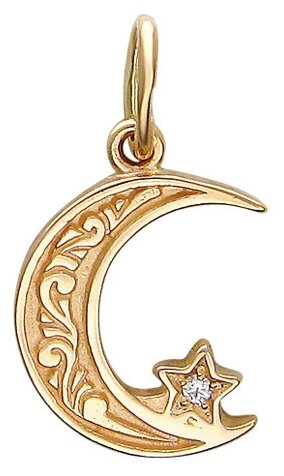 Подвеска, красное золото, 585 проба, фианит