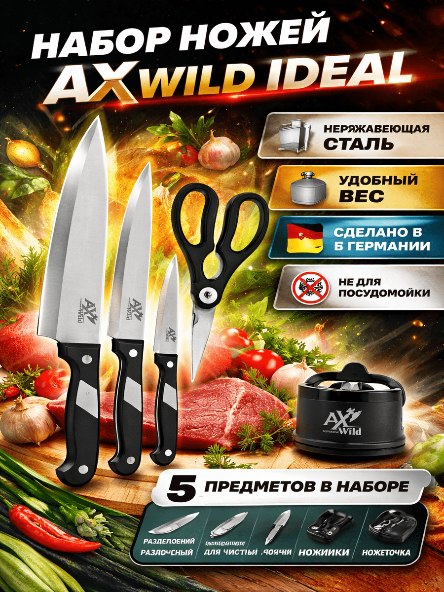Набор ножей Axwild Ideal, 5 предметов