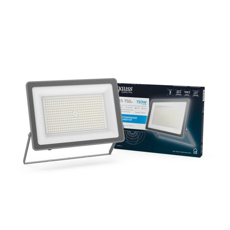Прожектор светодиодный Qplus 150Вт 6500К IP65 15750лм 175-265В до графит. GAUSS 690511150