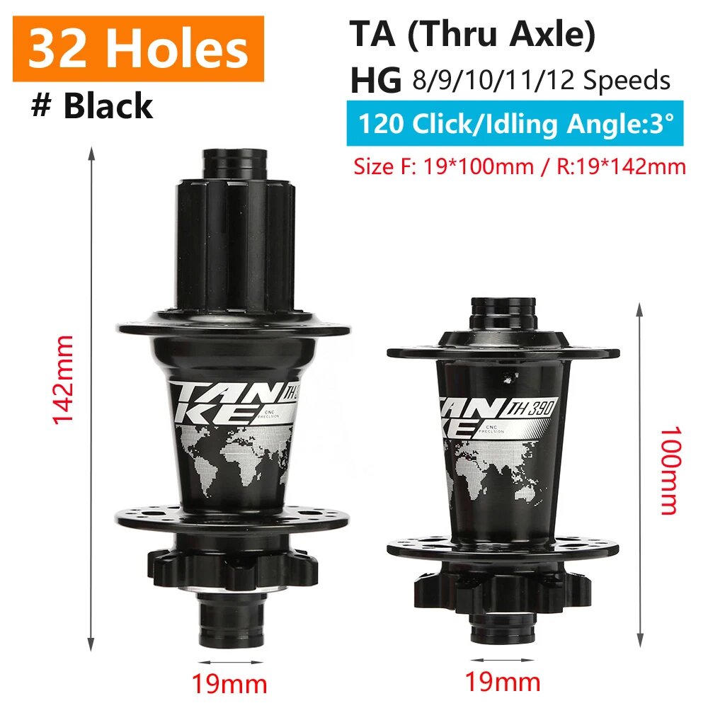 TANKE TH-390 Втулка MTB, 32H, Черный, TA, 120 Click