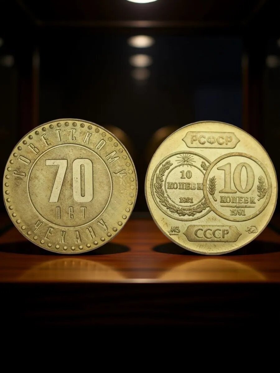 10 копеек 1991 года СССР 70 лет советскому чекану 1921 Копия