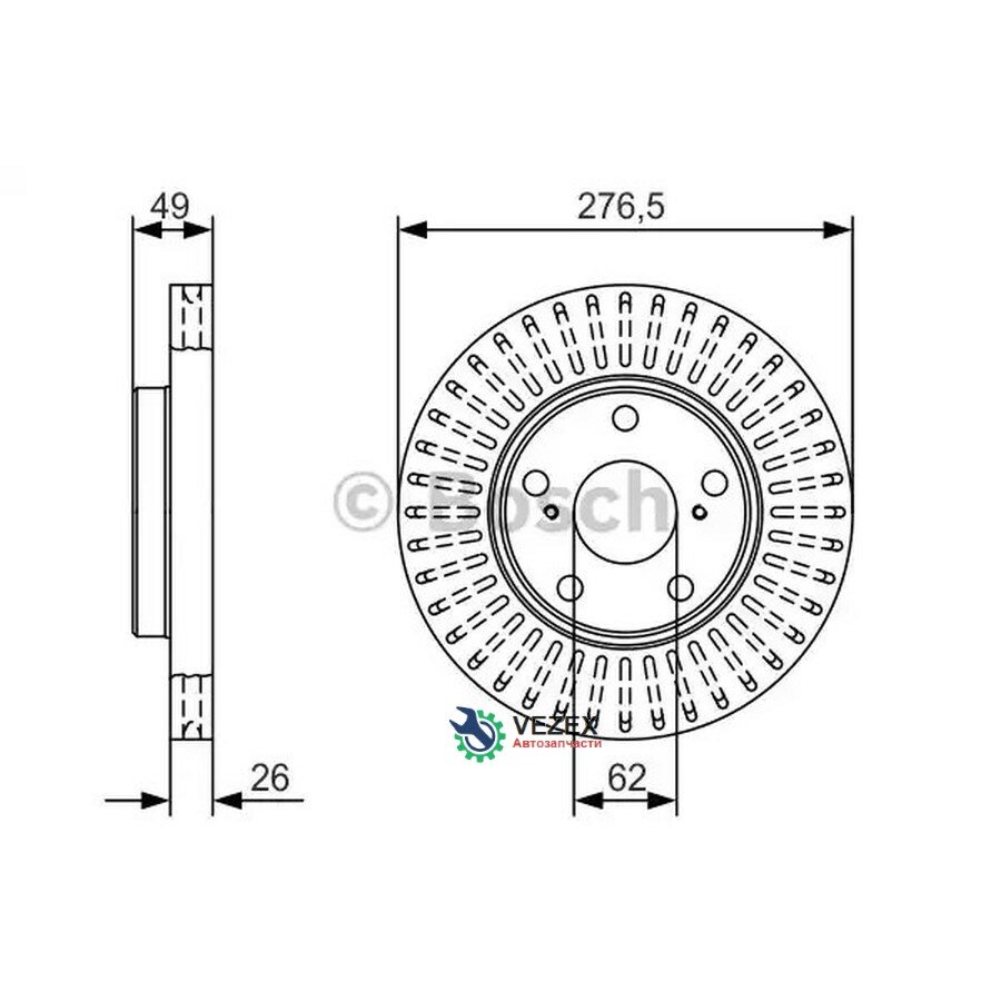 BOSCH 0986479A62 Тормозной диск Premium 1 (цена за 1 шт.) 2шт