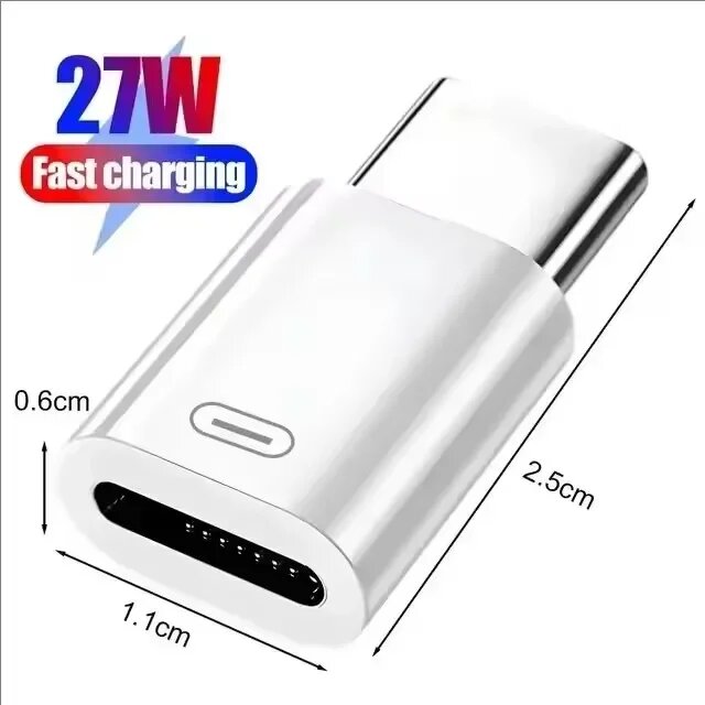 Адаптер Для Быстрой Зарядки IOS-USB C, Конвертер Для Передачи Данных Lightning-Type C Для 1Pcs 27W