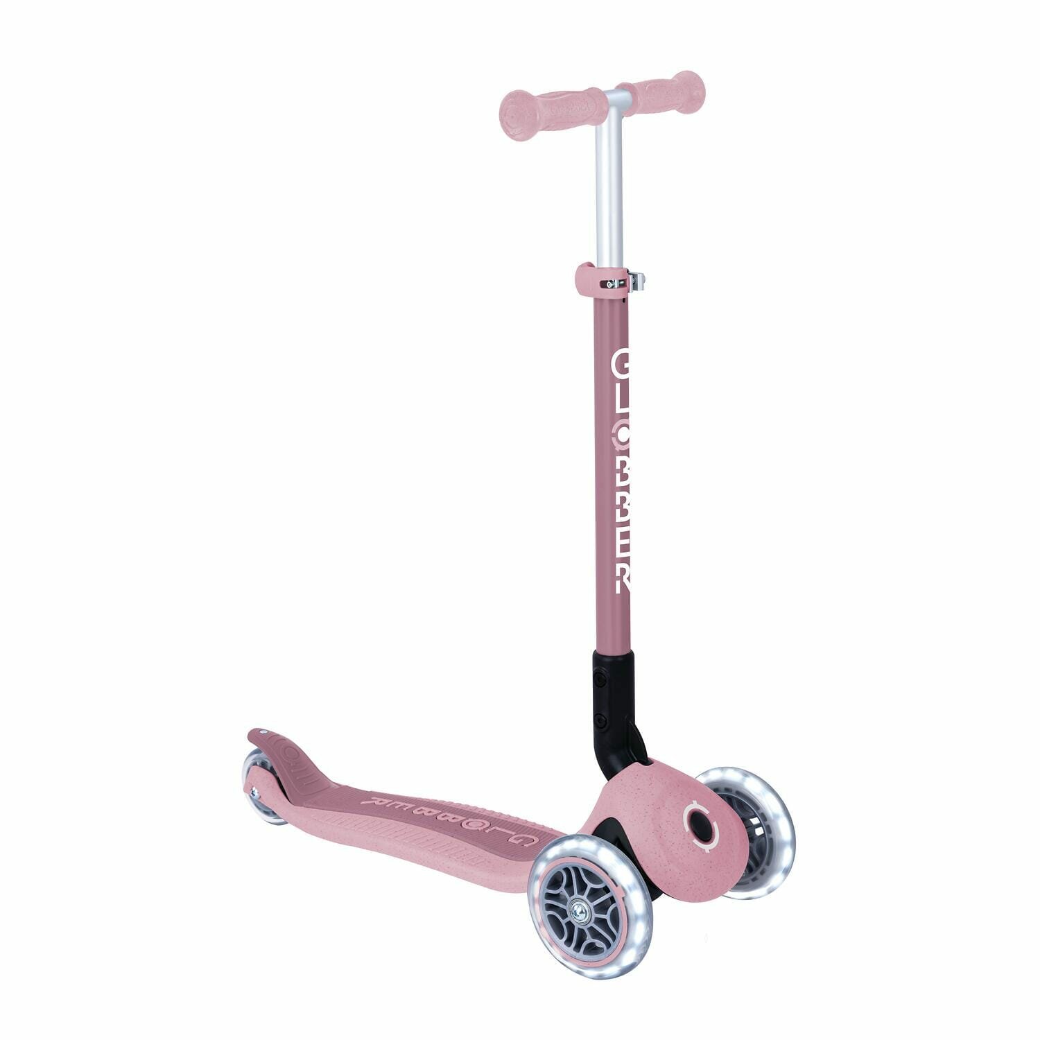 DECATHLON самокат globber primo eco, складной, световой, розовый