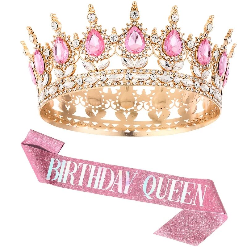 Корона на день рождения "Birthday Queen", розовый цвет