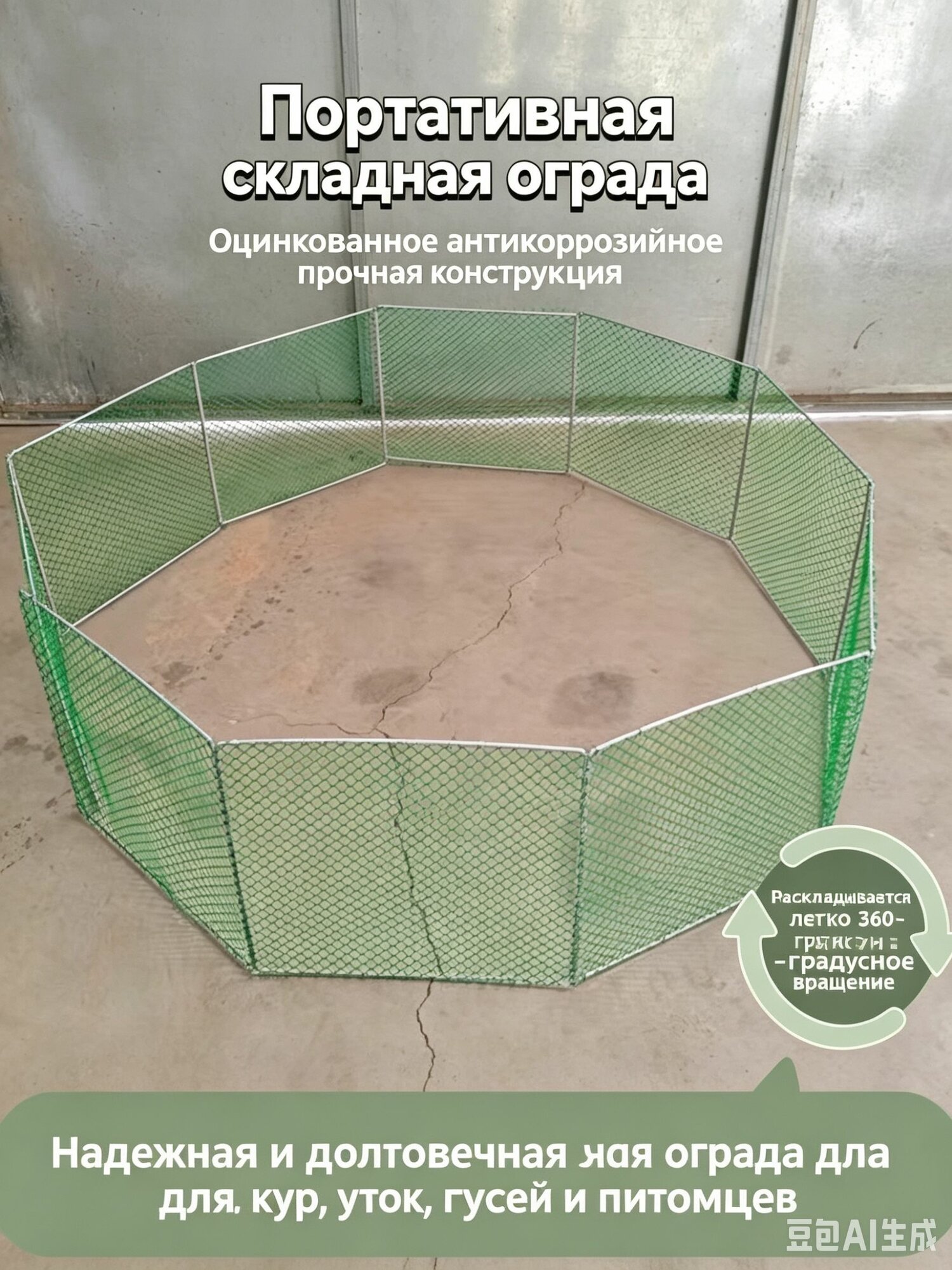 Портативная складная ограда из оцинкованной сетки