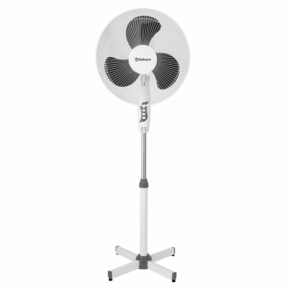 Вентилятор напольный Sakura SA-10G, диаметр 40 см, 40 Вт, 3 скорости, белый/серый