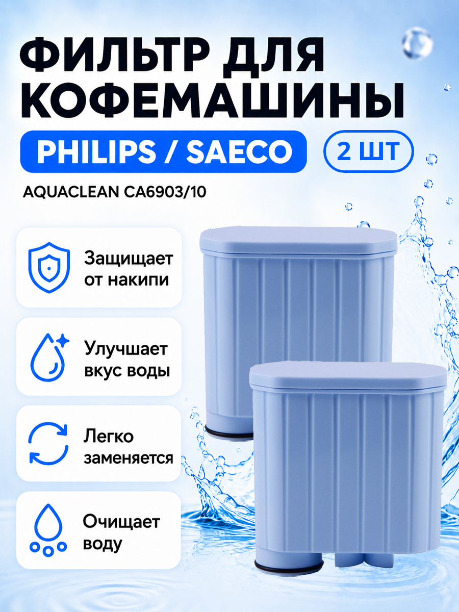 Фильтр для кофемашины Philips Saeco AquaClean CA6903/10 (комплект из 2 штук)