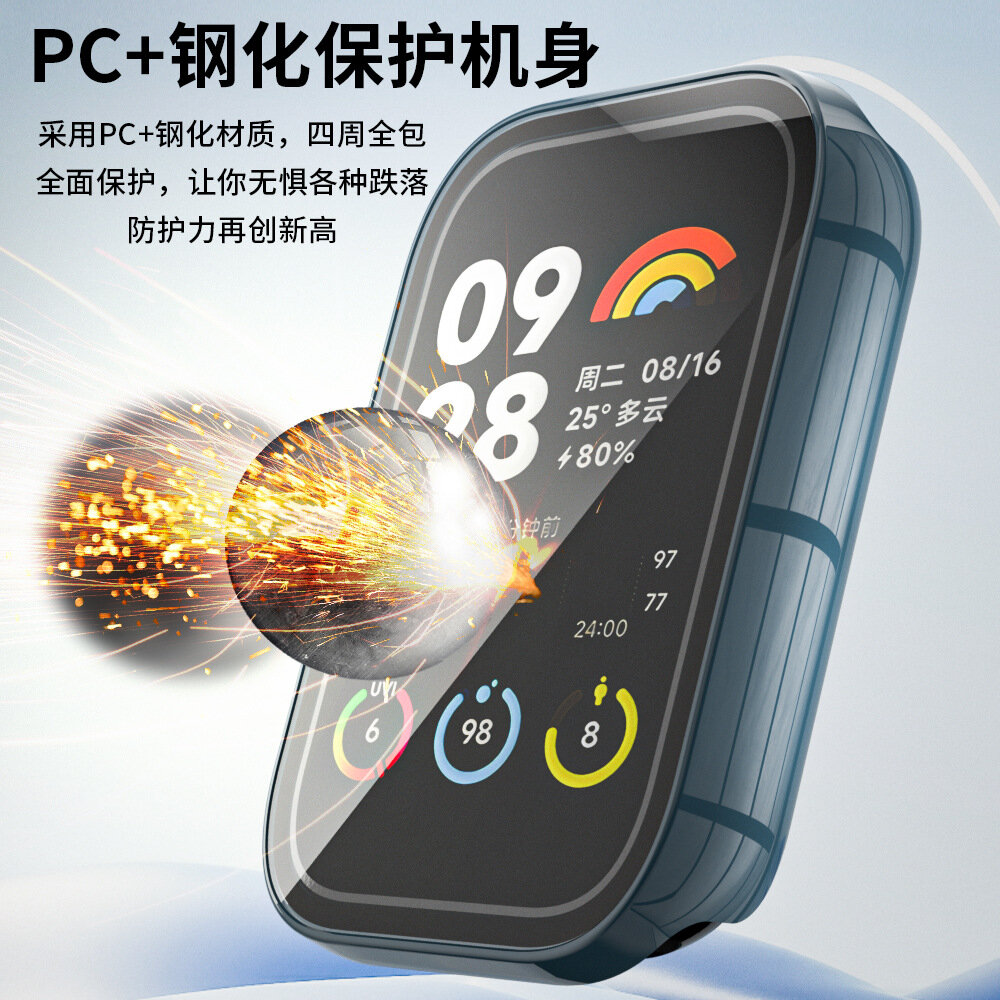 Инк Блю для Xiaomi Band 4/5/6 Круглый чехол Полная защита Ударопрочный чехол для умных часов