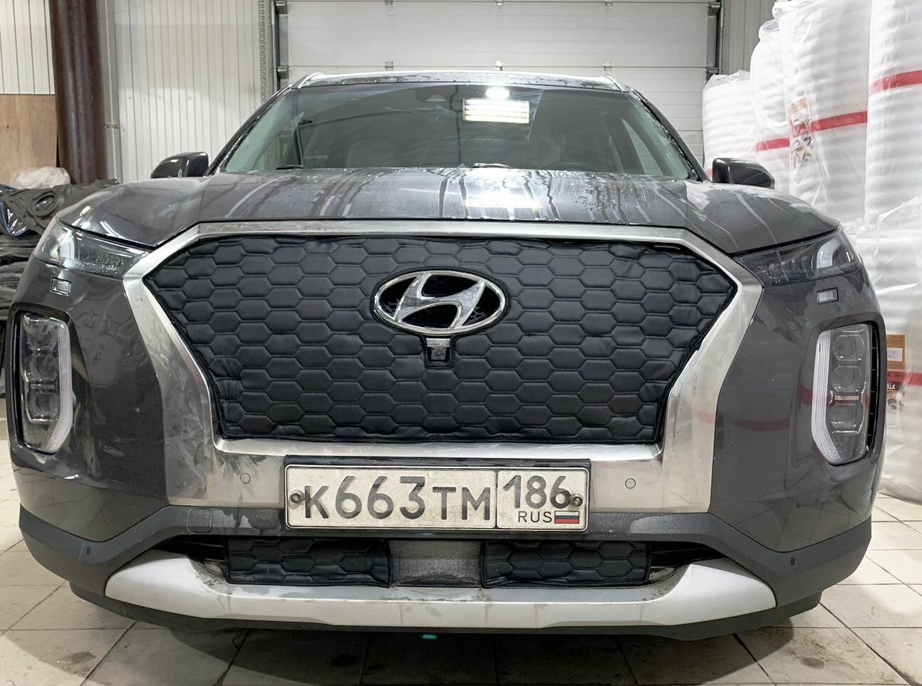 Утеплитель радиатора Экономия топлива Hyundai Palisade Хендай Палисад (2018 -2022 I)камера+радар