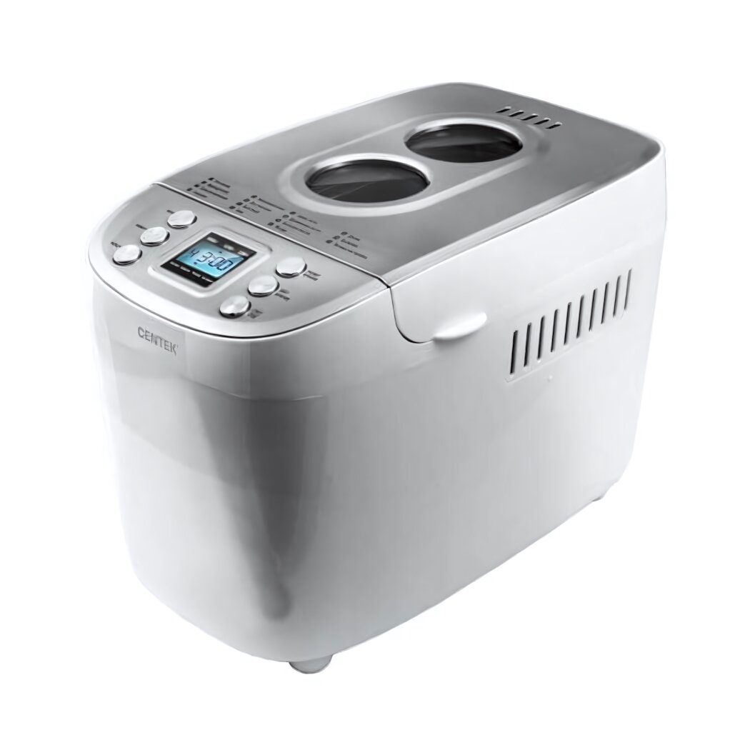 Мультипечь (хлебопечка) CENTEK CT-1415, таймер, 15 программ, LCD-дисплей, мощность 860 Вт, серебристый