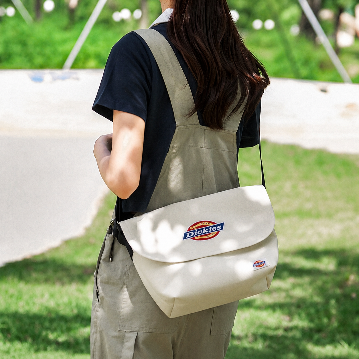 Сумка планшет Dickies, фактура плетеная, белый, — фото 1