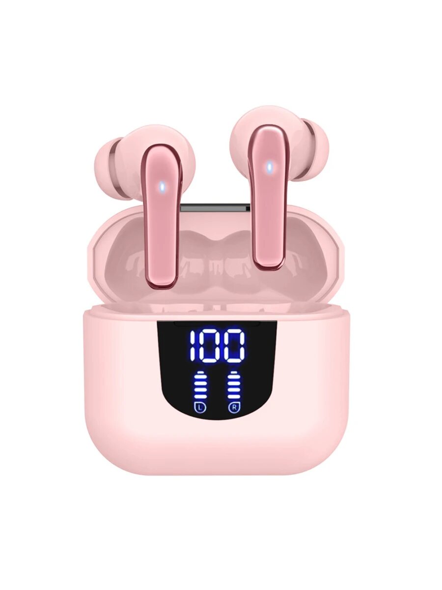 Беспроводные игровые наушники с LED индикатором заряда Розовый, pink