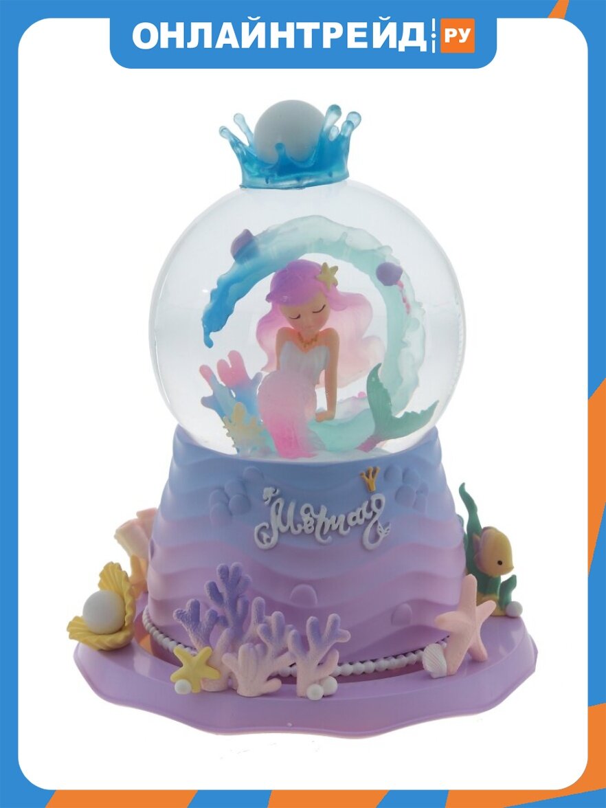 Фигурка Remeco Collection "Русалка" в стекл шаре (муз, подсвет, вьюга, движ, 3xAAA н/п), D10 см, 15х15х20 см (814343)