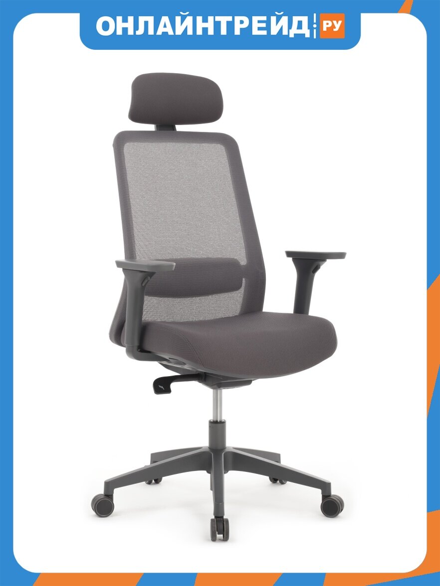 Кресло руководителя Riva Design WORK W-218C Grey /Серая сетка 65-64-113-123