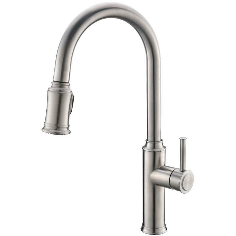 Смеситель для кухни BelBagno BB-LAM58-IN нержавеющая сталь, с выдвижным изливом, рычажный