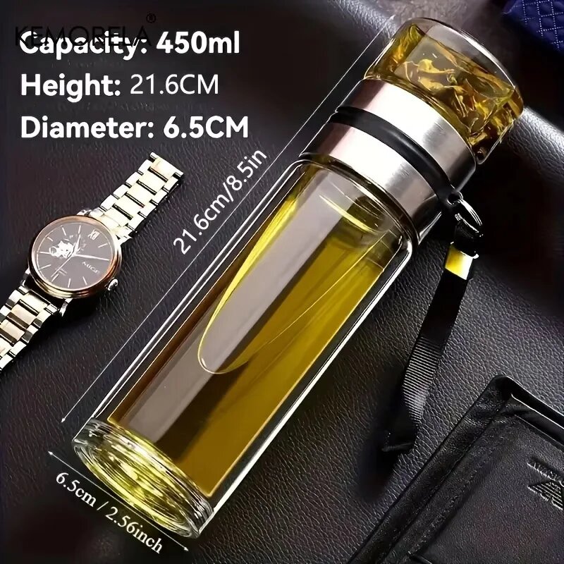 KEMORELA стеклянная термобутылка для чая 450ML