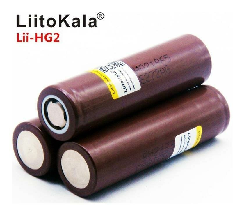 Элемент (18650) 3000мАч LiitoKala NCR18650 HG2 (без защиты) высокий разряд до 30A большой ток LI-ion (реальная емкость 3020) аккумулятор 3,6в