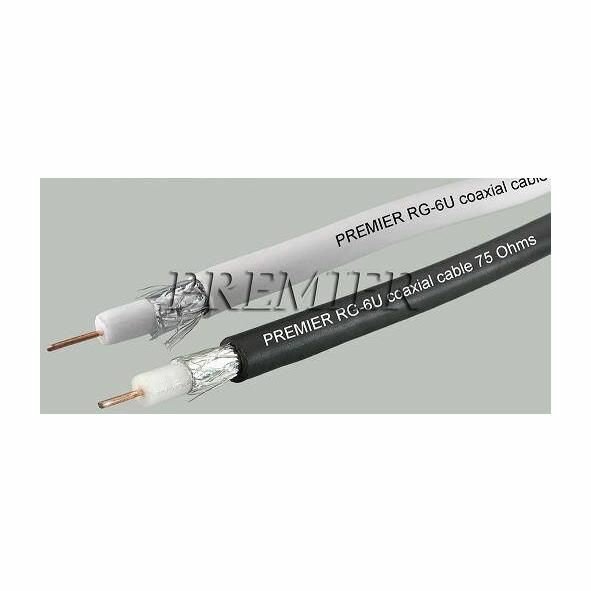 1 метр Кабель RG-6U антенный медный BC WT коаксиальный 75 Ом медный белый BC WT коаксиальный 75 Ом медный белый