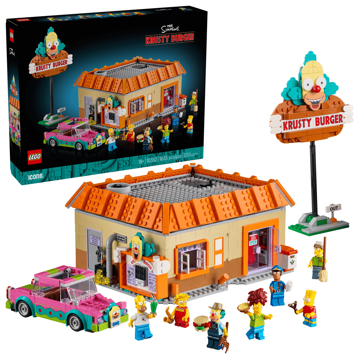 Конструктор LEGO Icons 10352 Симпсоны: Крастибургер, 1635 дет.