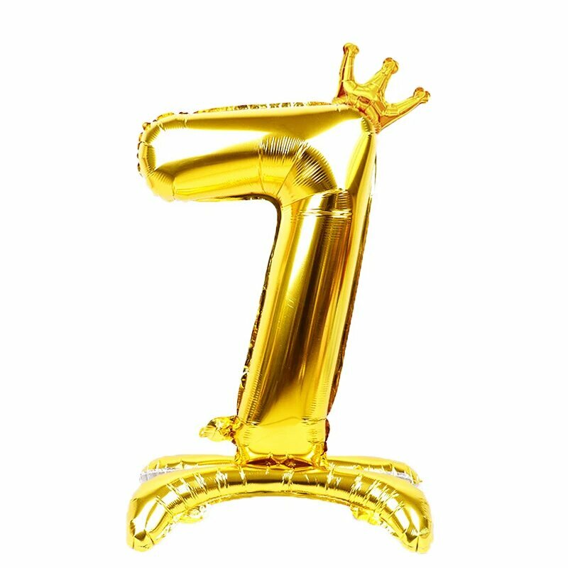 Фольгированные шары DUTRIEUX 32 дюйма с золотой цифрой и короной Желтый, gold 7