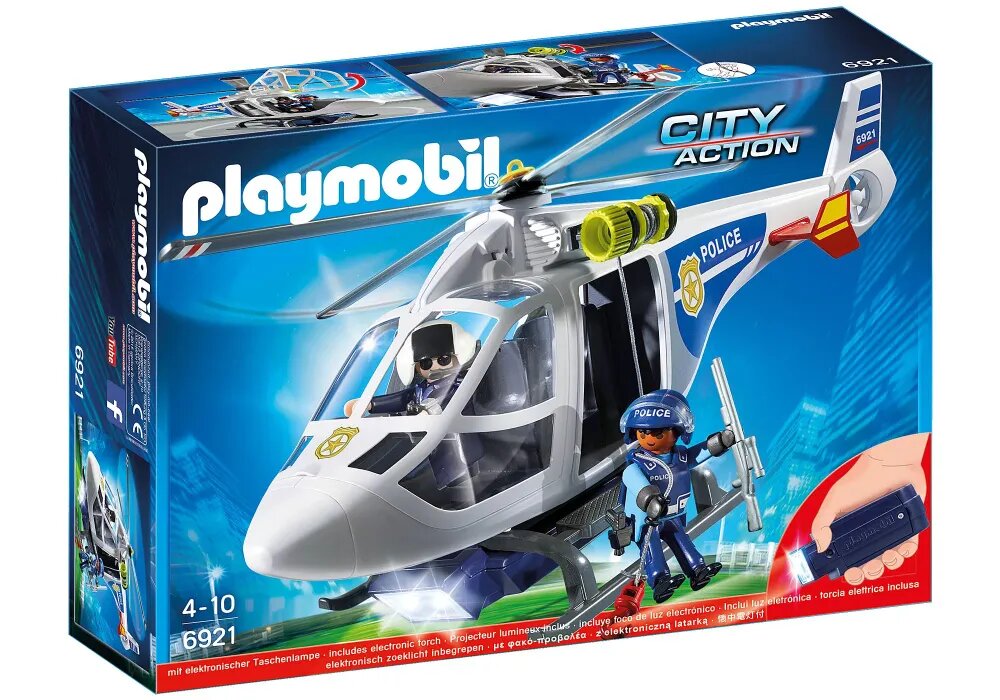 Playmobil-Мир Моби: Международный полицейский вертолет, оснащенный светодиодным прожектором-6921