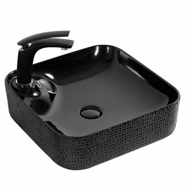 Раковина накладная CeramaLux 43 D1305H004 Черная, санфаянс, без перелива