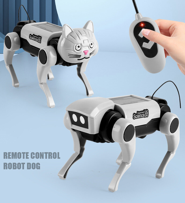 Детская обучающая игрушка робот-собака DIY, радиоуправляемая модель для развития моторики