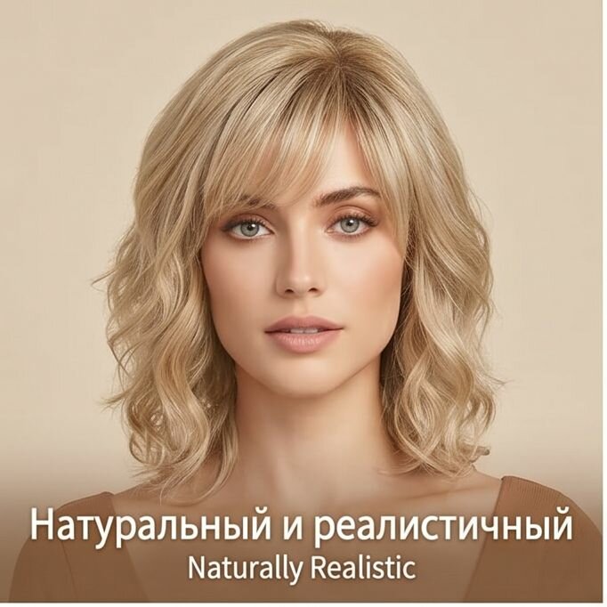 Не спутывающийся парик волнистый блонд женский 200г дышащая основа