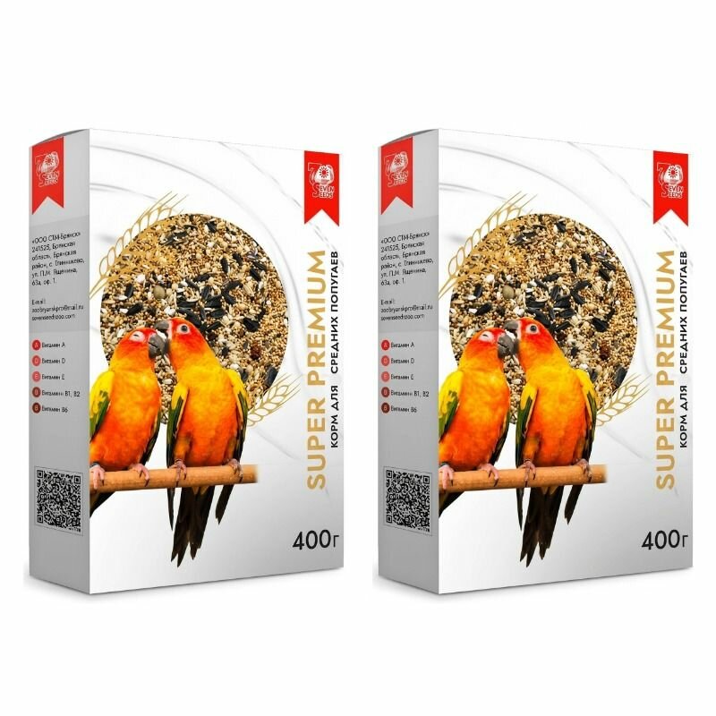Seven Seeds Superpremium Корм для средних попугаев, 400 гр, 3 уп