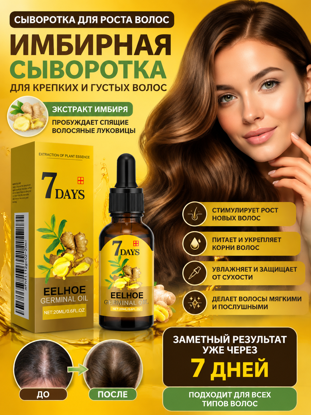 Сыворотка для волос Ginger Scalp Essence, против выпадения, для всех типов волос