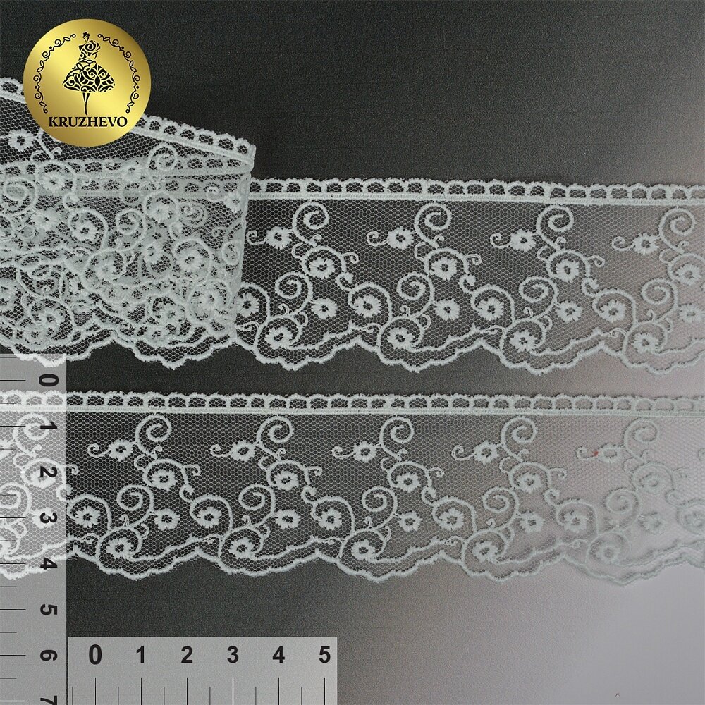 Кружево на сетке Kruzhevo 45 мм, цвет 375, персик, 14 м (TR.4886.375)