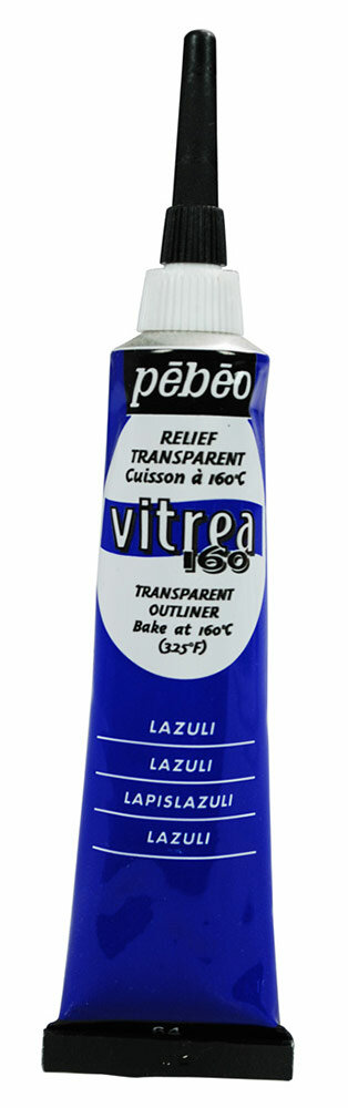 Контурная краска Pebeo по стеклу, под обжиг, Vitrea 160, 20 мл, лазурный